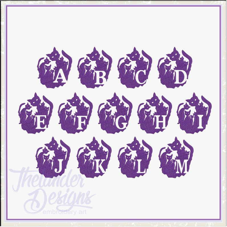 4 inch CREEPY CAT Letters A-Z T1969 – Thelander Designs