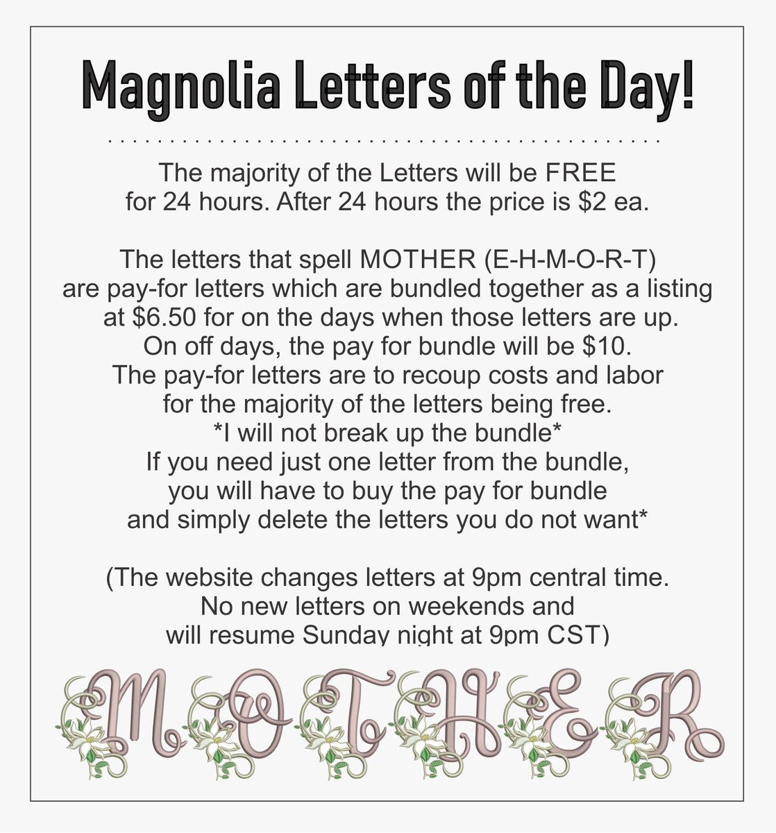 B MAGNOLIA Letter T2023 – Thelander Designs