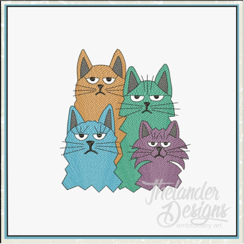 T1974 Quirky Cats Embroidery – Thelander Designs