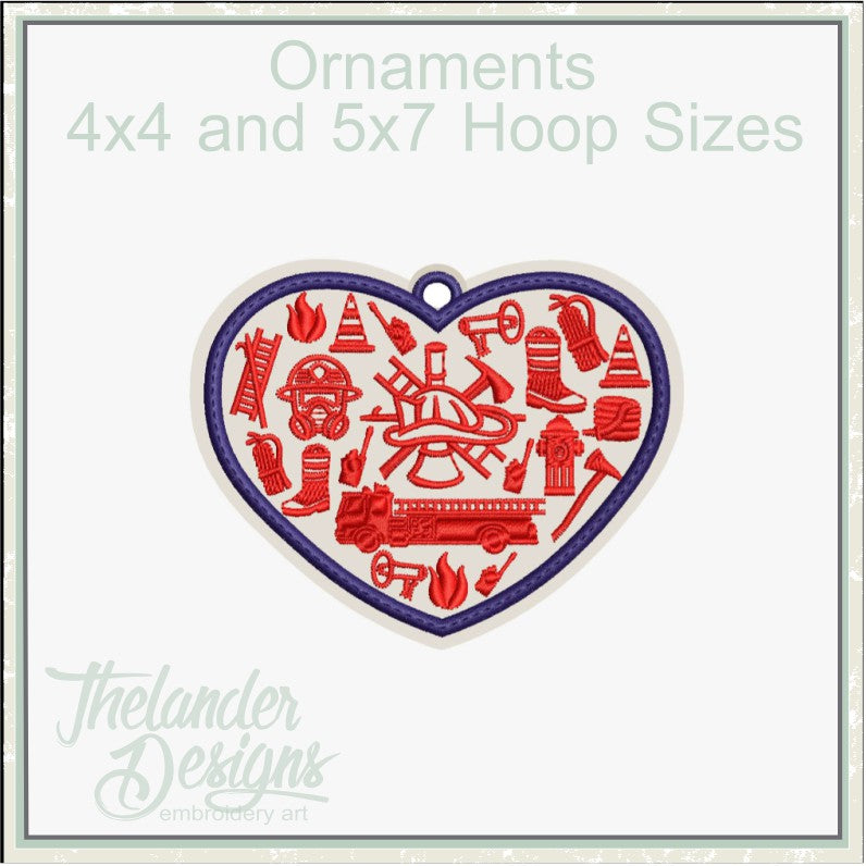 T2004 Fireman Heart Ornament – Thelander Designs