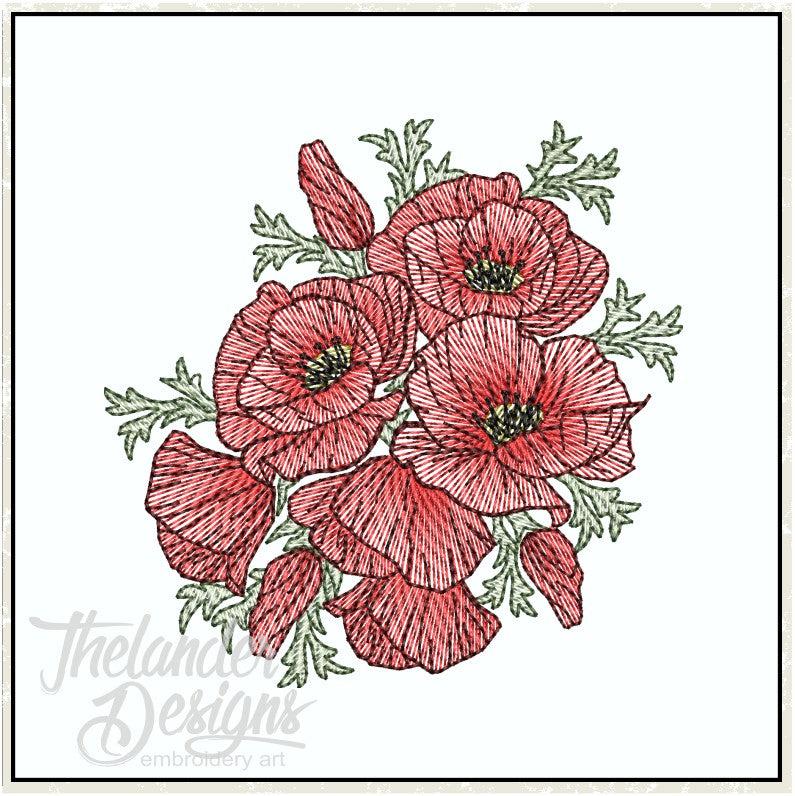 T2057 Poppies Sketch – Thelander Designs