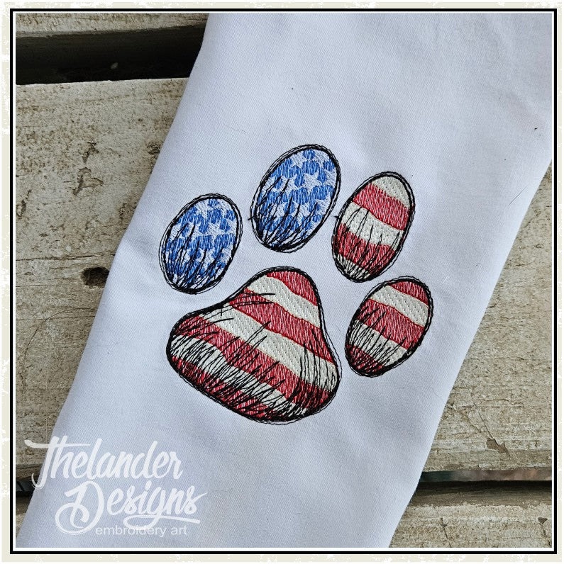 T2067 Patriotic Dog Paw Sketch – Thelander Designs