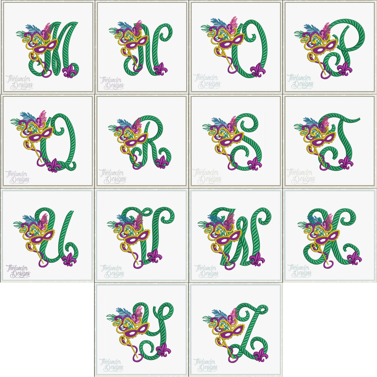 BX format 4 inch Masquerade Letters T1916 – Thelander Designs