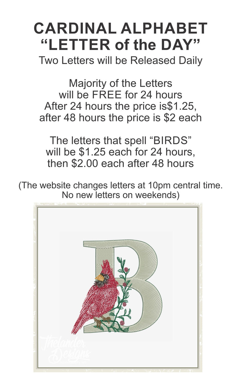 B Cardinal Letter T1898 – Thelander Designs