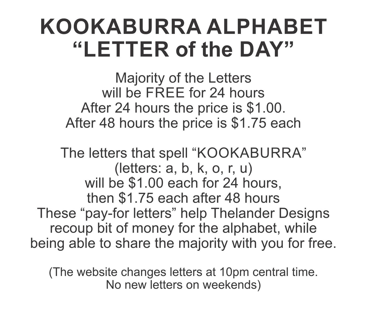 J Kookaburra Letter T1905 – Thelander Designs