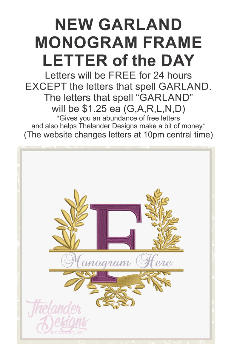 F Garland Frame Letter T1875 – Thelander Designs