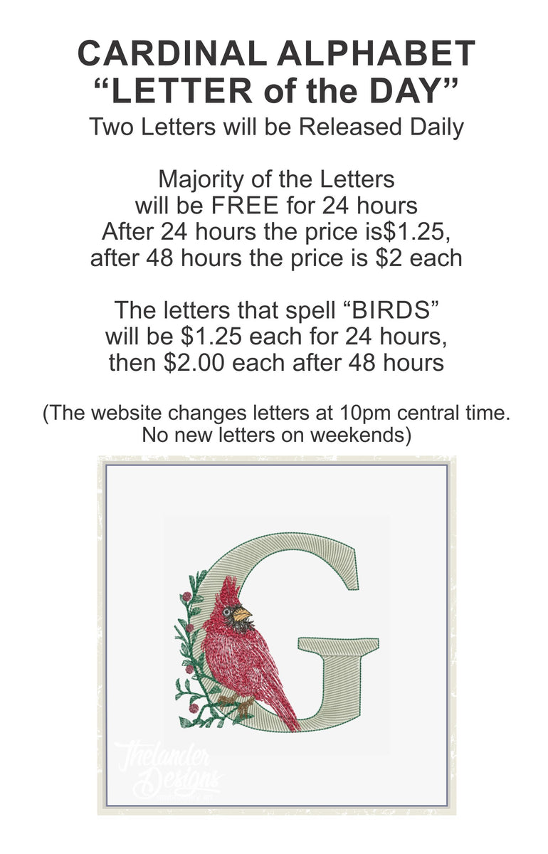 G Cardinal Letter T1898 – Thelander Designs