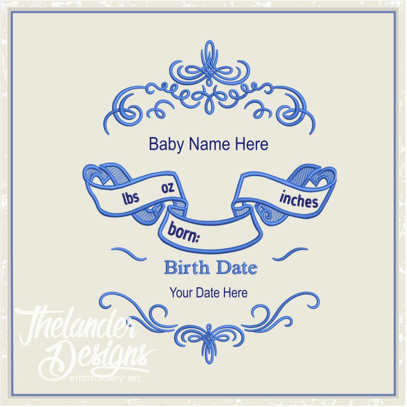 GG1819 Vintage Birth Announcement – Thelander Designs