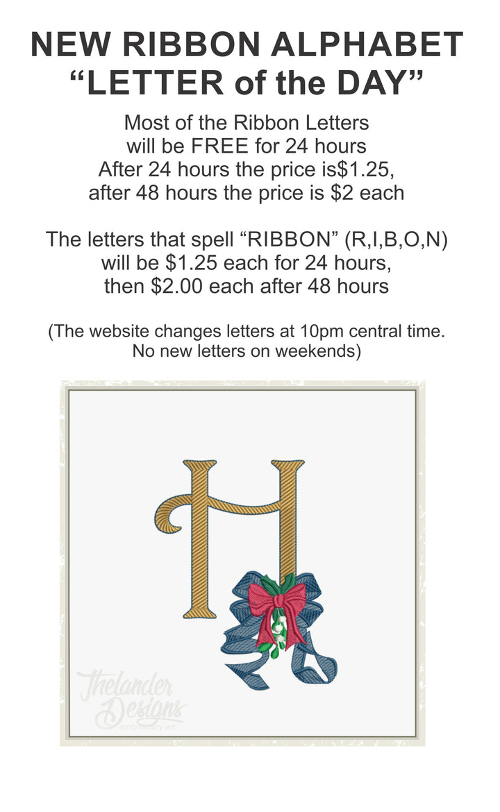 H Ribbon Letter T1886 – Thelander Designs