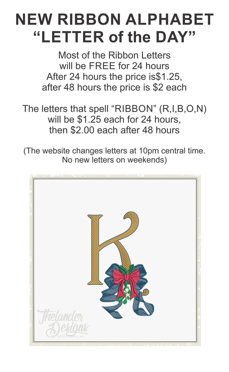 K Ribbon Letter T1886 – Thelander Designs