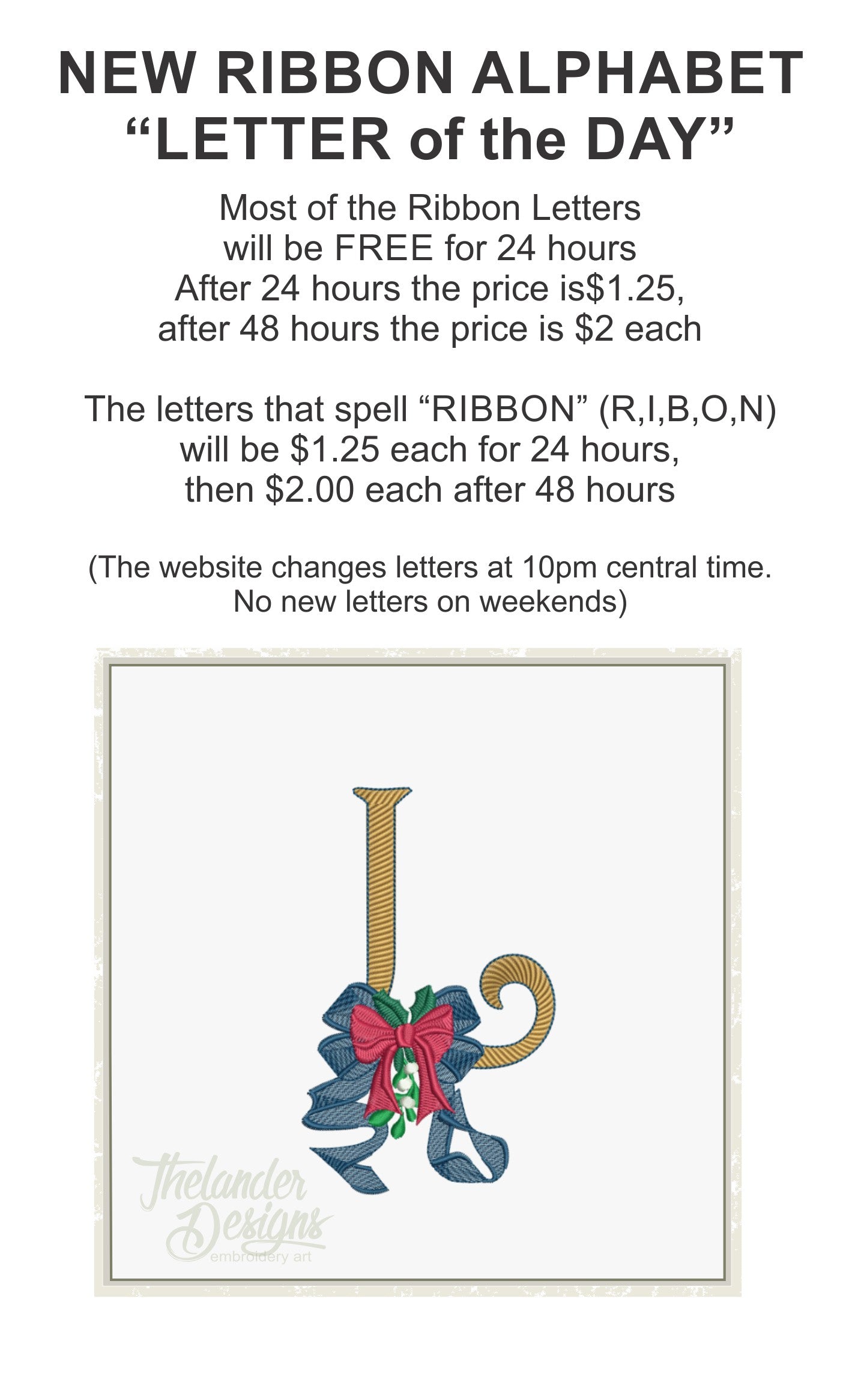 L Ribbon Letter T1886 – Thelander Designs