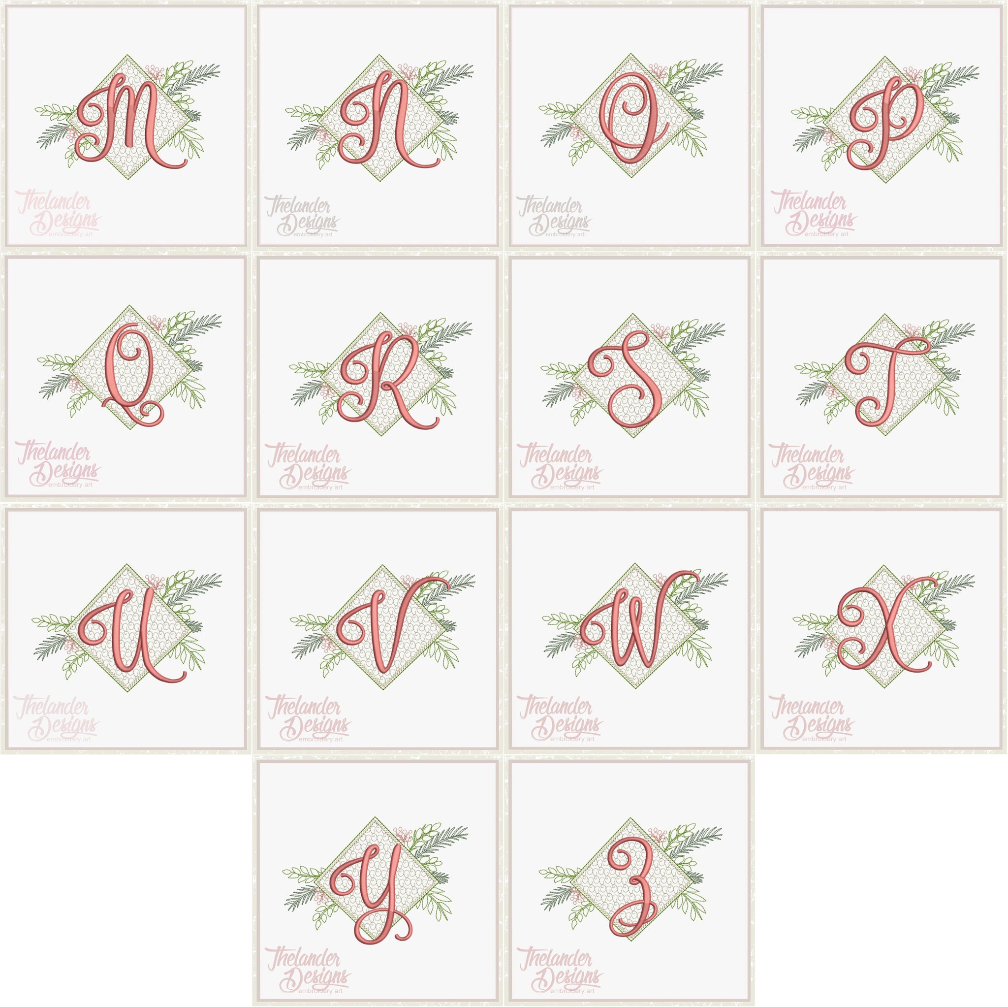 3x3 Diamond A-Z Letters T1872 – Thelander Designs