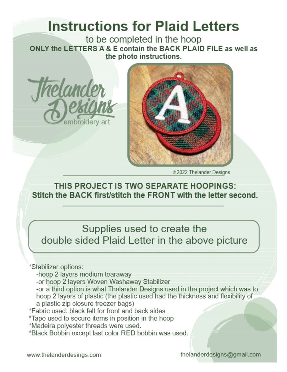 C Plaid Letter T1870 – Thelander Designs