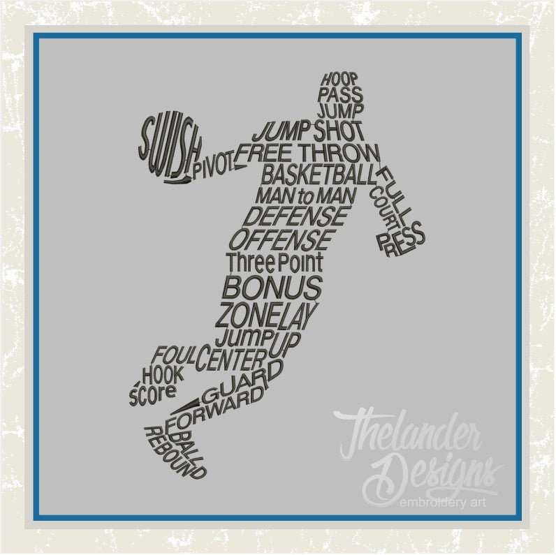 T1178 Basketball Word Art – Thelander Designs