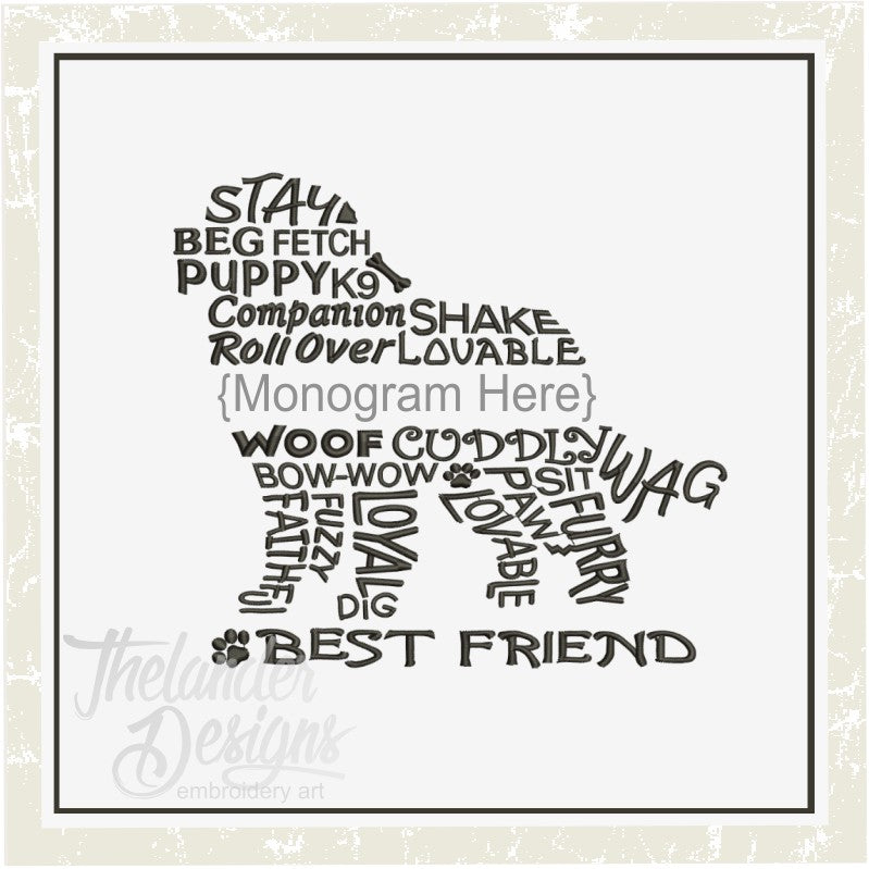 T1357 Large Dog Monogram Frame – Thelander Designs