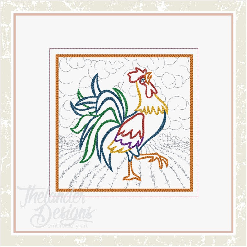 T1755 Rooster Block 2 – Thelander Designs