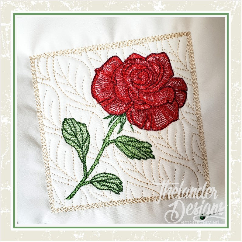 T1760 Sketch Rose Quilt Block – Thelander Designs
