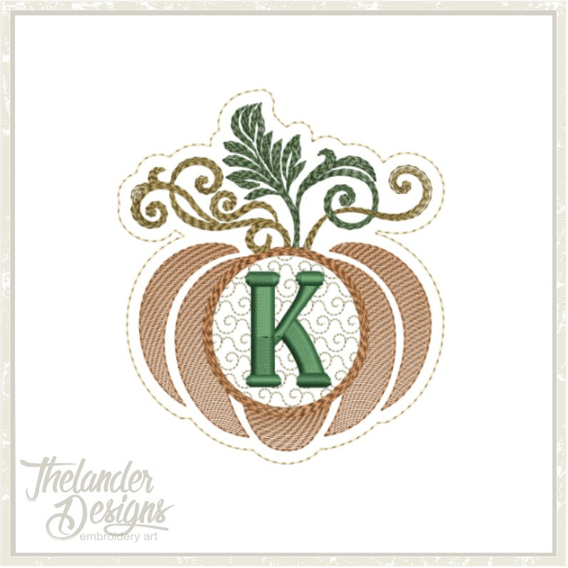 K autumn letter in the hoop T1868 – Thelander Designs